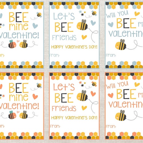 Bumble Bee Theme Kid Classroom Valentine Cards Valentines 25 - Etsy