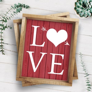 Love Printable-love Print-love Sign-valentine's Day Printable-red Wood ...