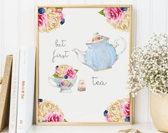 But First Tea Print - Etsy