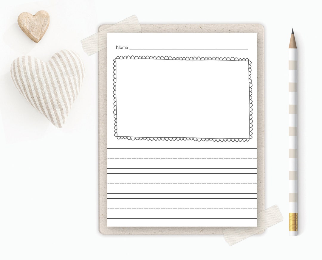 Drawing and Handwriting Paper Printable-preschool Kindergarten Writing ...