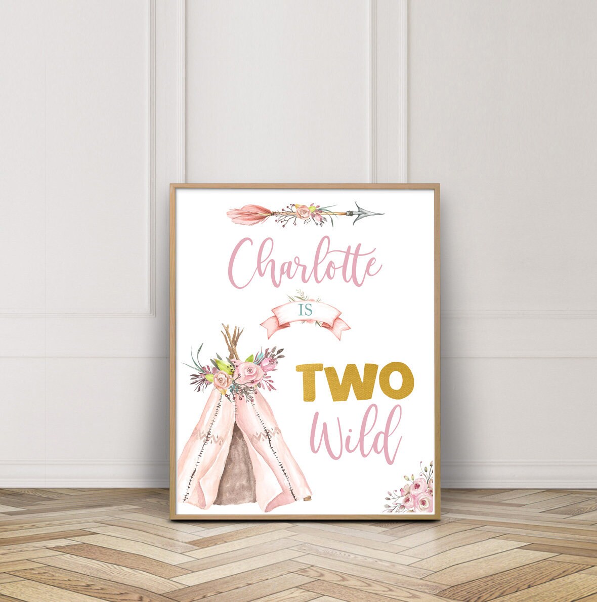 Two Wild Birthday Sign-tribal Two Wild Birthday-pink Gold Two | Etsy