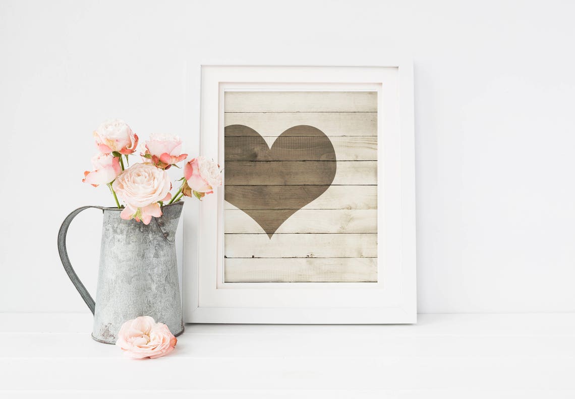 Farmhouse Heart Printable-heart Print-wooden Heart Sign-wooden - Etsy