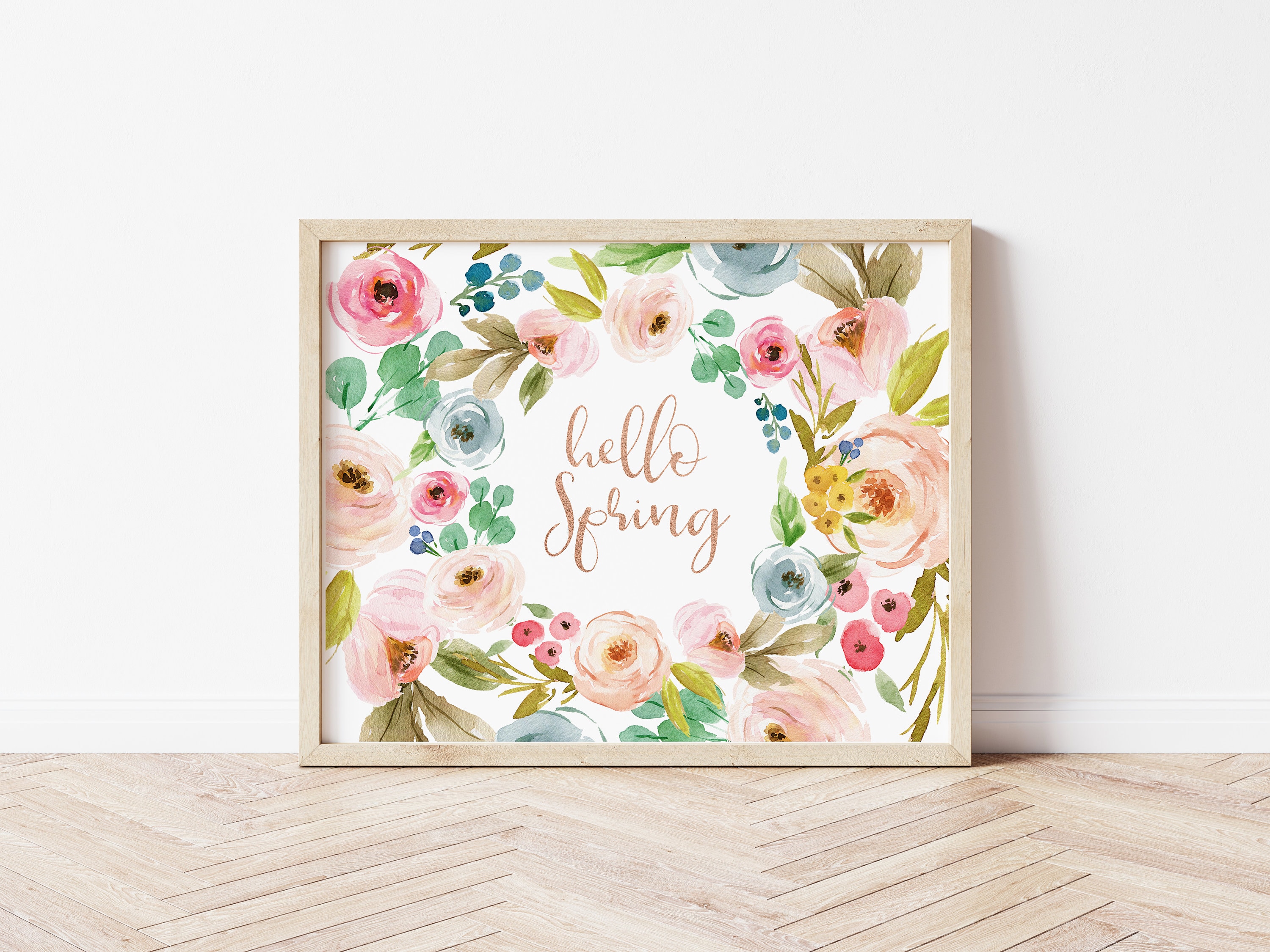 Hello Spring Print-welcome Spring Print-spring Print-rose Gold - Etsy