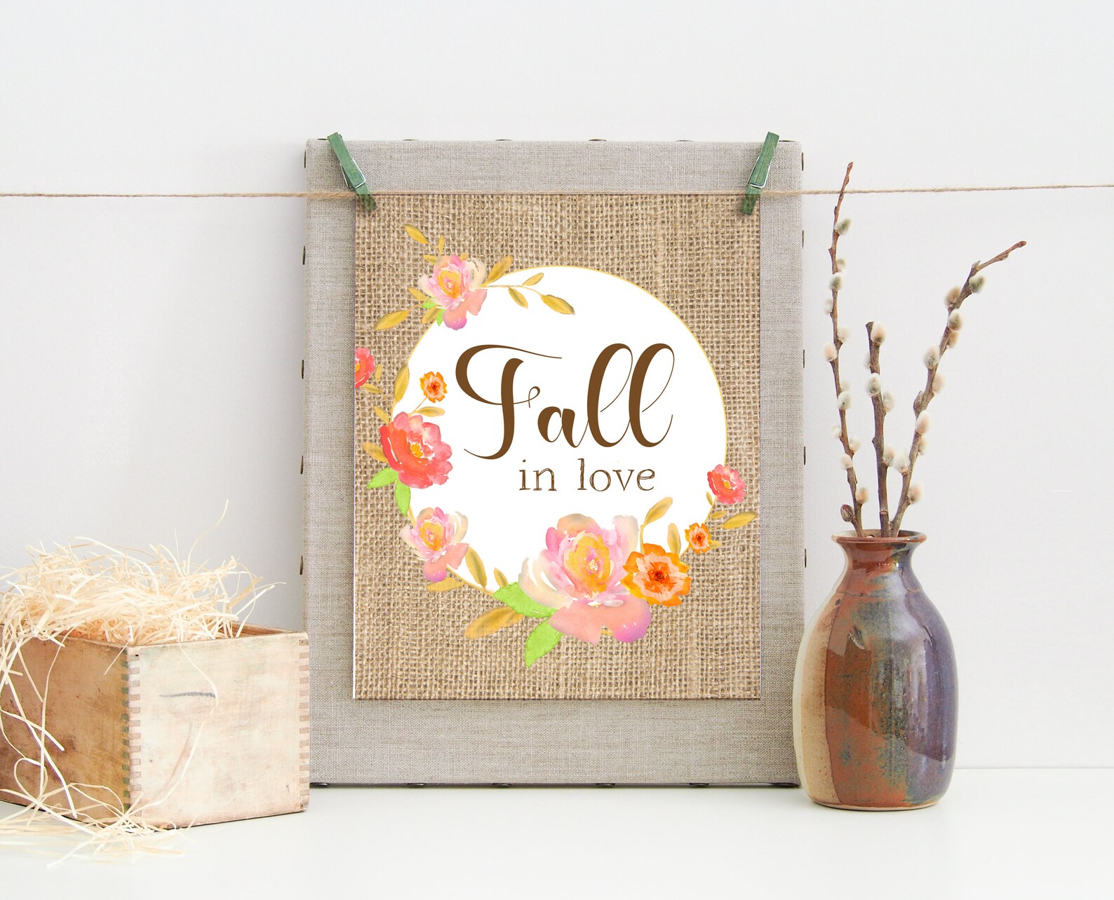 Fall in Love Print-fall in Love-fall Wedding Print-burlap Print-fall ...