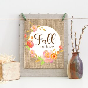 Fall in Love Print-fall in Love-fall Wedding Print-burlap Print-fall ...