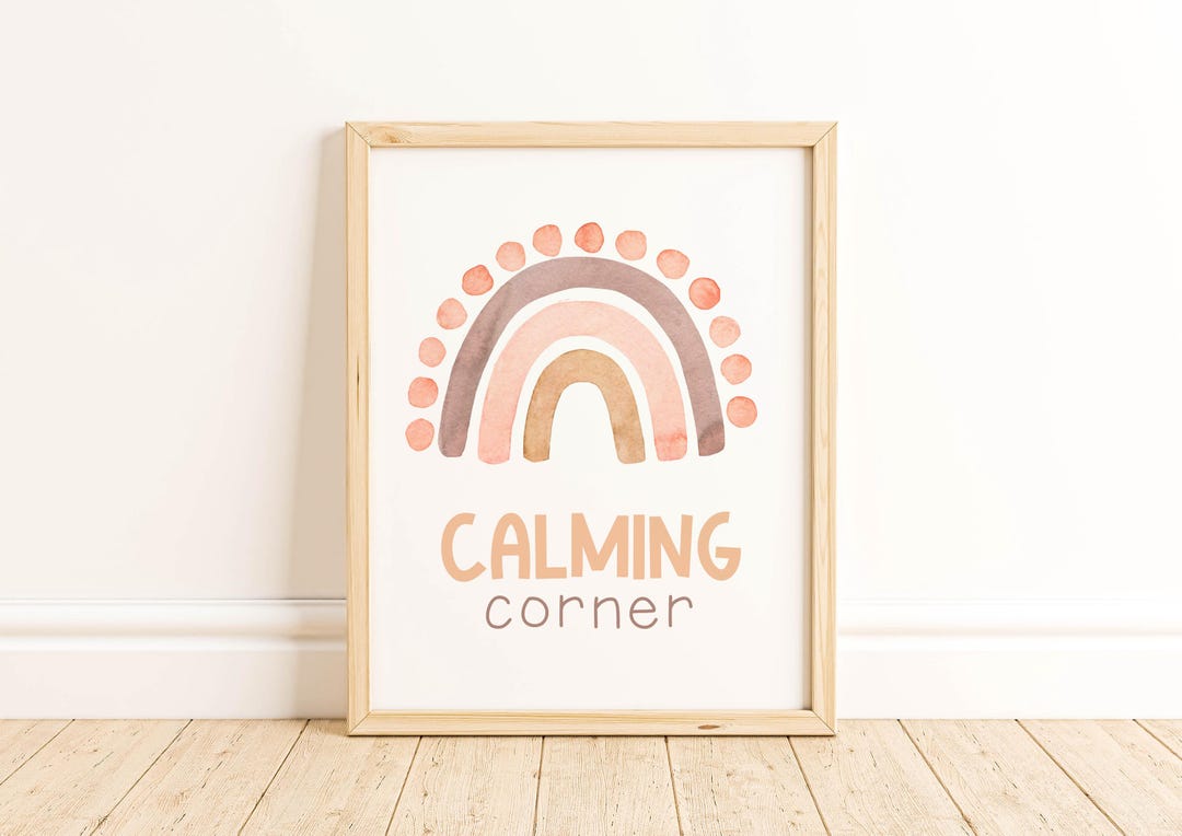 Calming Corner Rainbow Sign Boho, Counseling Office Decor, Mental ...