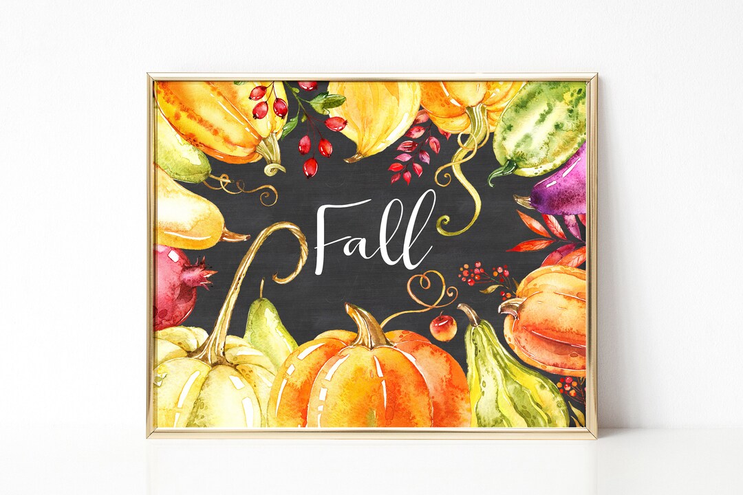 Fall Printable-pumpkins and Gourds Print-chalkboard Fall Pumpkin ...