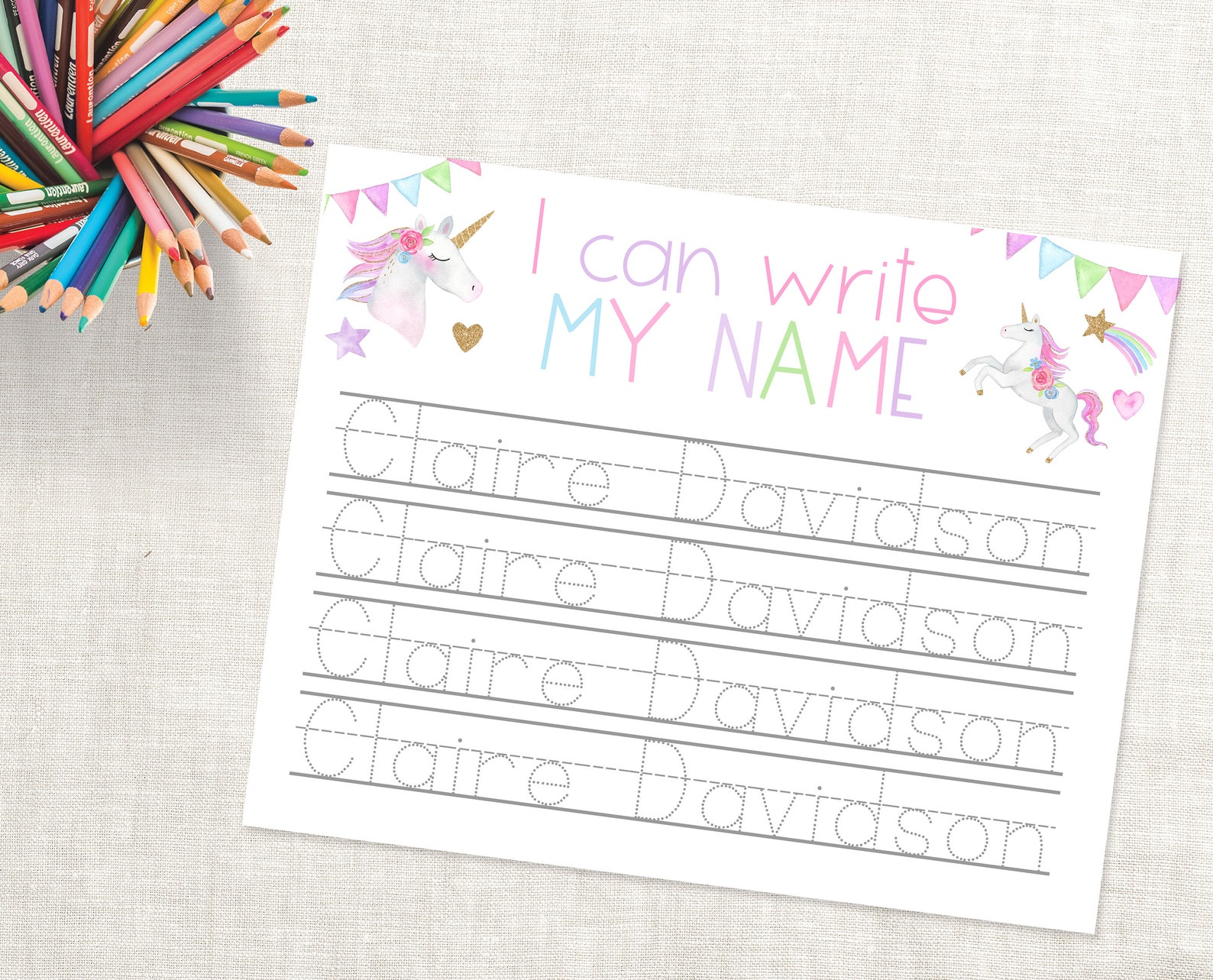 Custom Name Tracing Sheet-handwriting Practice Sheet-custom - Etsy