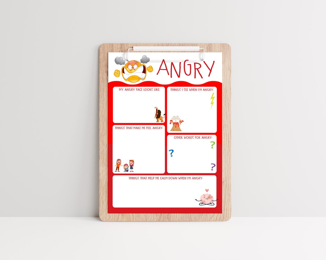 Anger Worksheet Kids-anger Management Kids-teens Elementary School ...