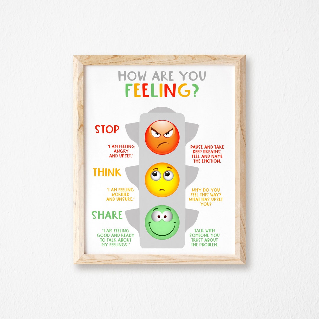 Traffic Light Feelings Printable-stop Think Share Print-mental Health ...