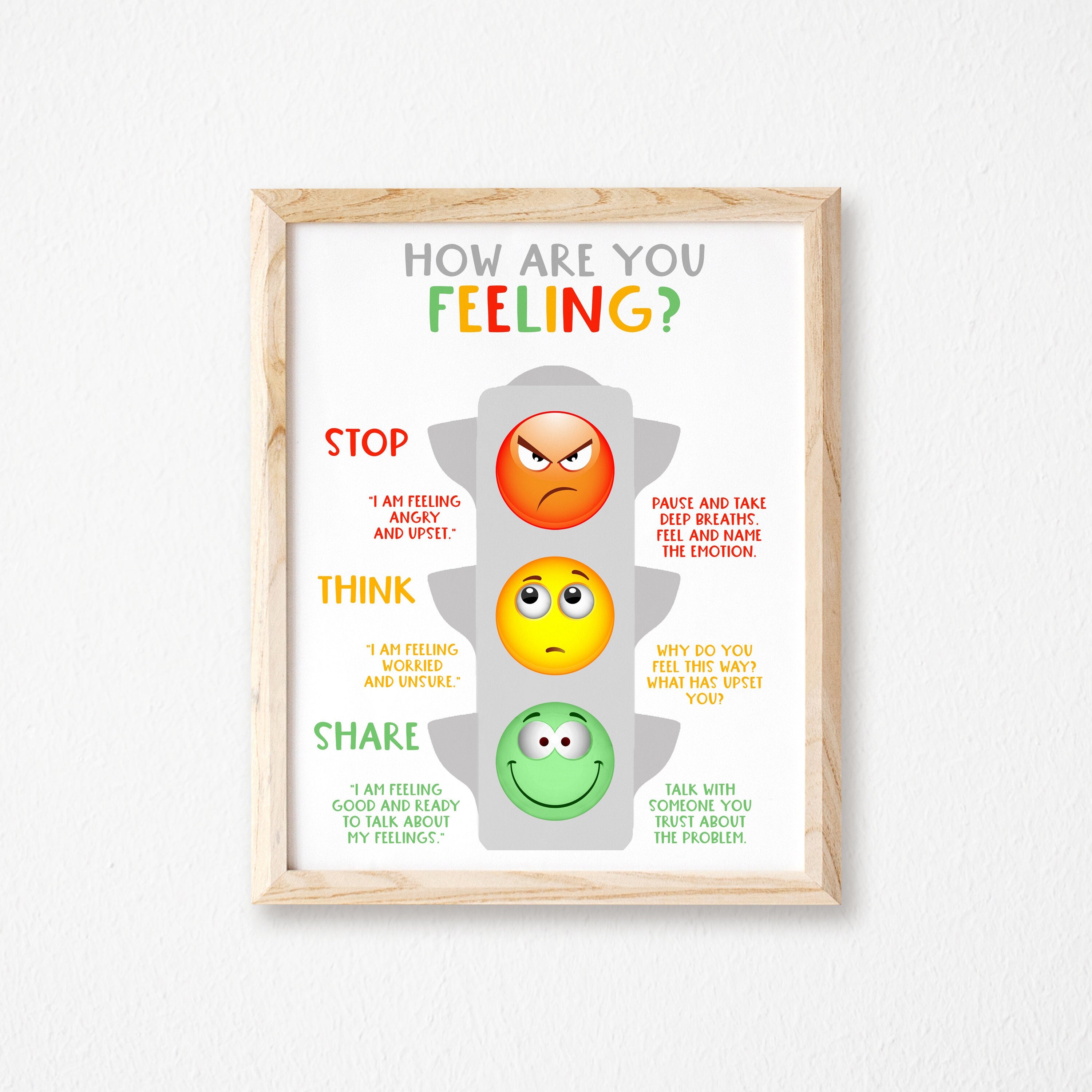 Traffic Light Feelings Printable-stop Think Share Print-mental - Etsy ...