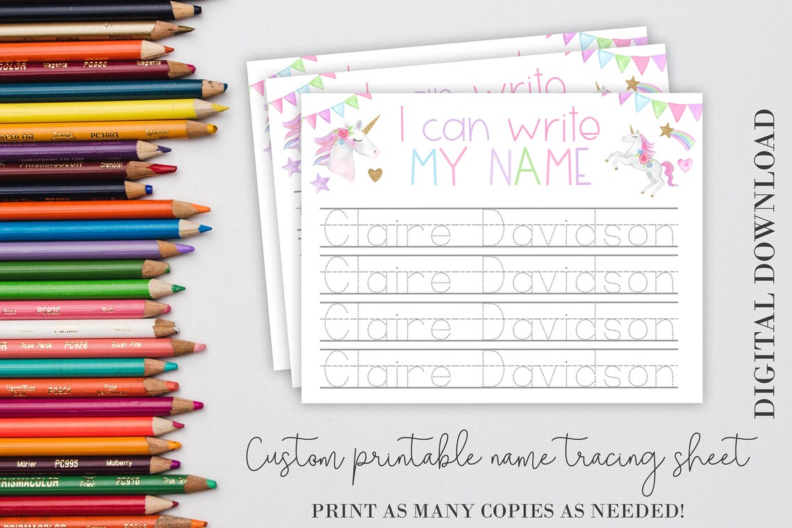 Custom Name Tracing Sheet-handwriting Practice Sheet-custom - Etsy