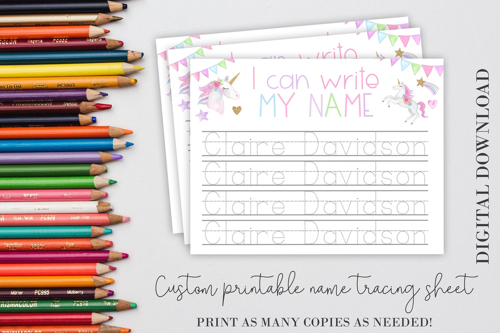 Custom Name Tracing Sheet-handwriting Practice Sheet-custom - Etsy