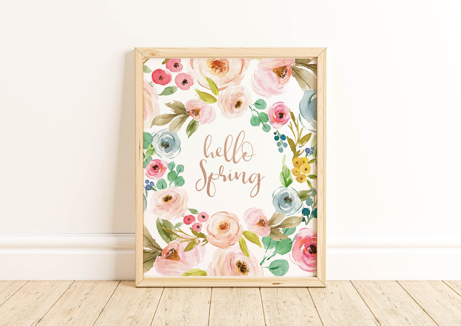 Hello Spring Print-Welcome Spring Print-Spring Print-Rose Gold | Etsy