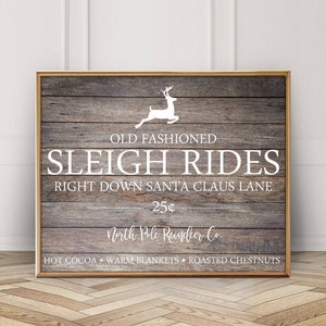 Sleigh Rides Printable-reindeer Sleigh Rides Sign-old Fashioned Sleigh ...