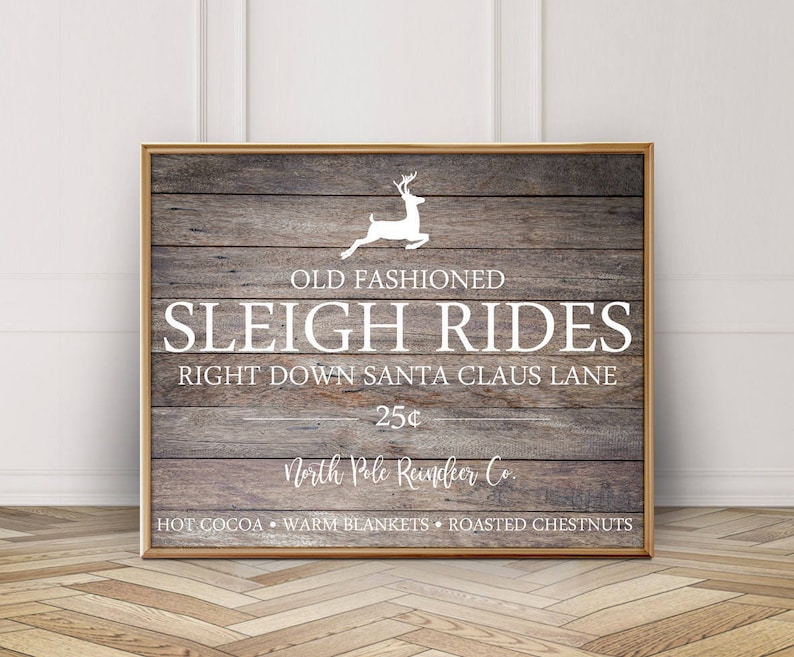 Sleigh Rides Printable-reindeer Sleigh Rides Sign-old | Etsy