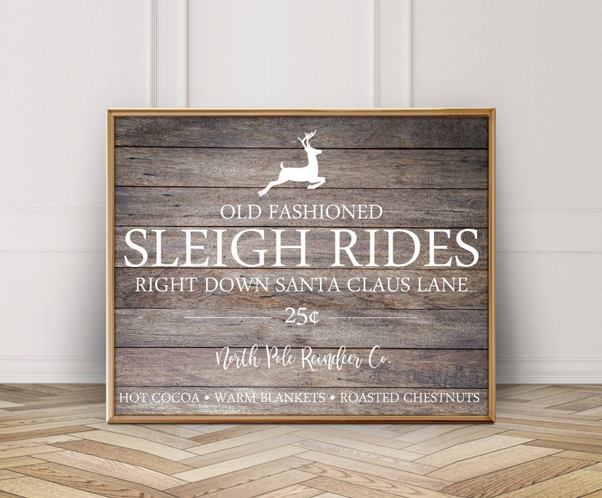 Sleigh Rides Printable-reindeer Sleigh Rides Sign-old | Etsy
