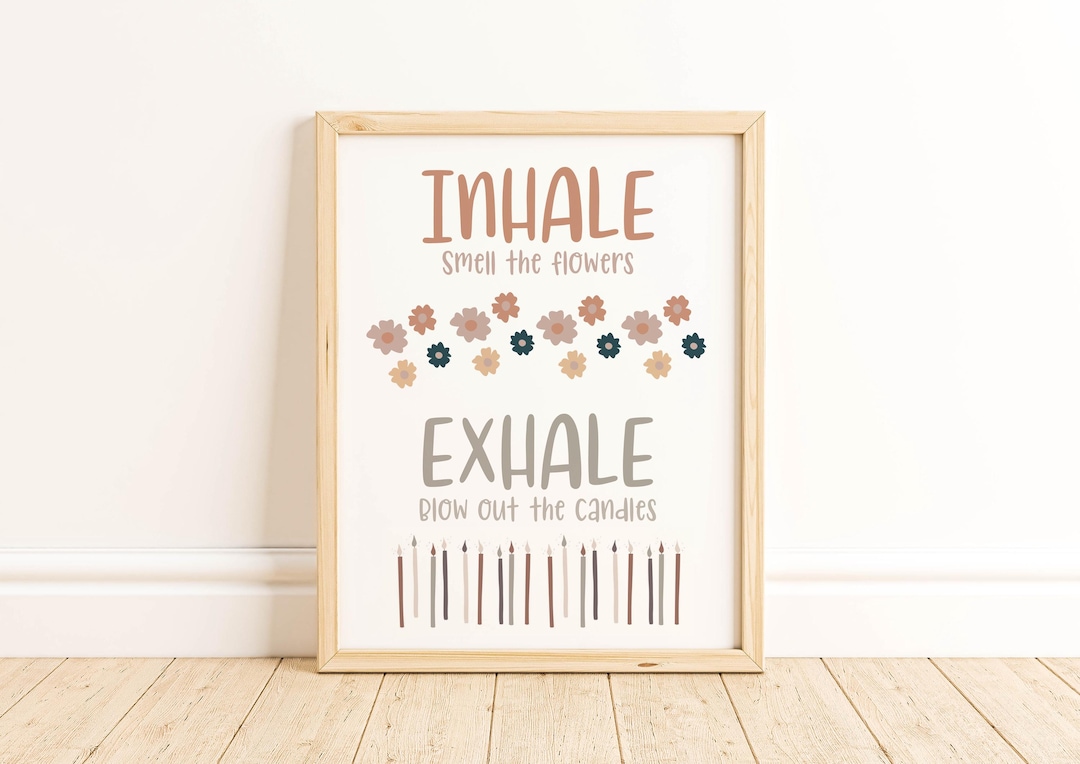 Inhale Exhale Print, Calming Corner Poster, Breathing Poster ...