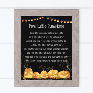 Five Little Pumpkins-five Little Pumpkins Sign-preschool Halloween Sign ...
