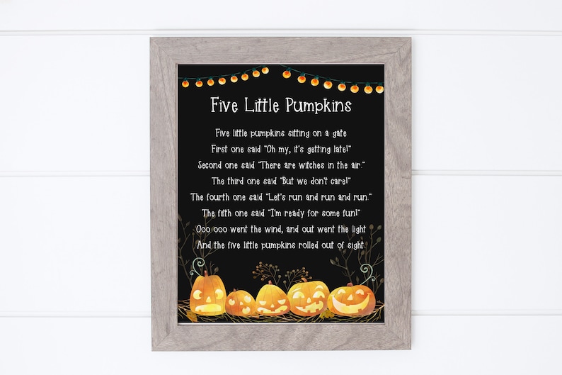 Five Little Pumpkins-five Little Pumpkins Sign-preschool | Etsy