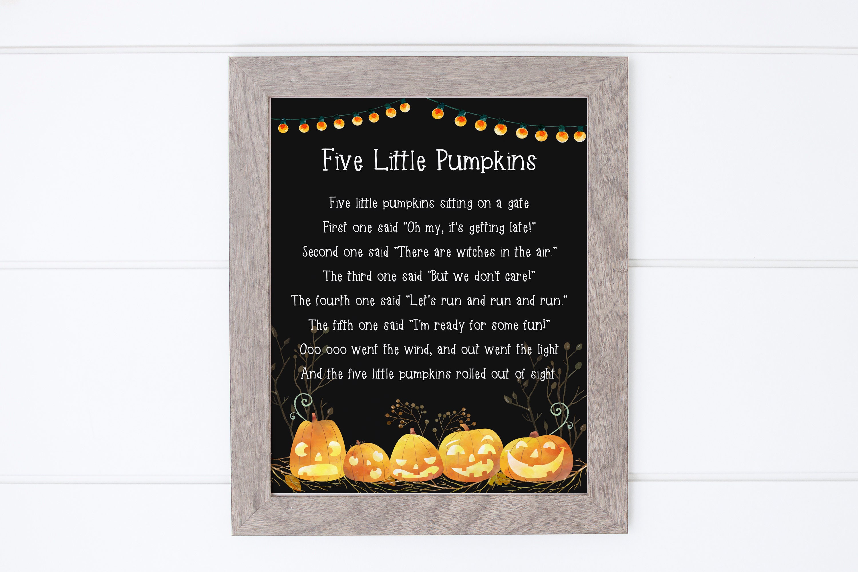 Five Little Pumpkins-five Little Pumpkins Sign-preschool Halloween Sign ...