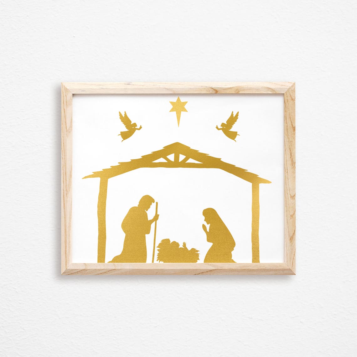Nativity Scene Set of 3 Prints Gold-nativity Printable-nativity ...