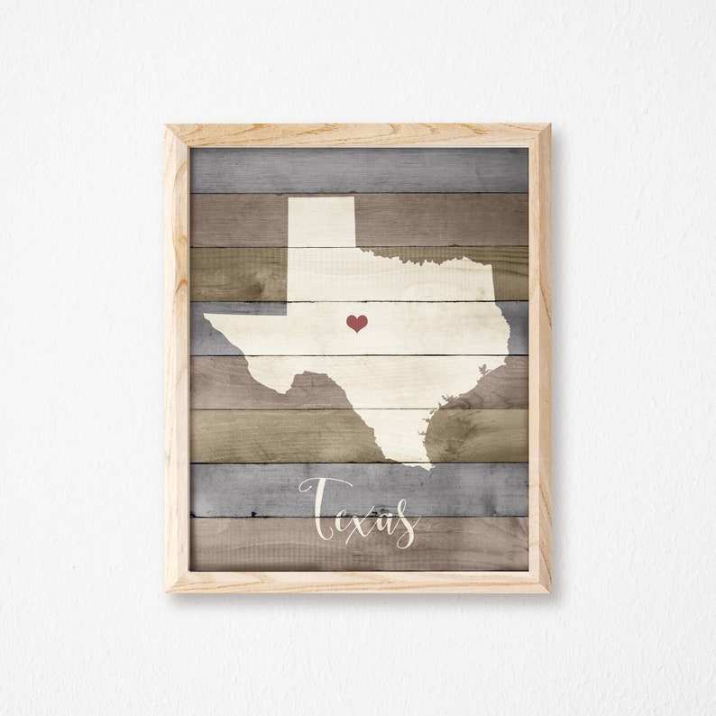Wooden State Print-custom State Print-state Printable-custom State Sign ...
