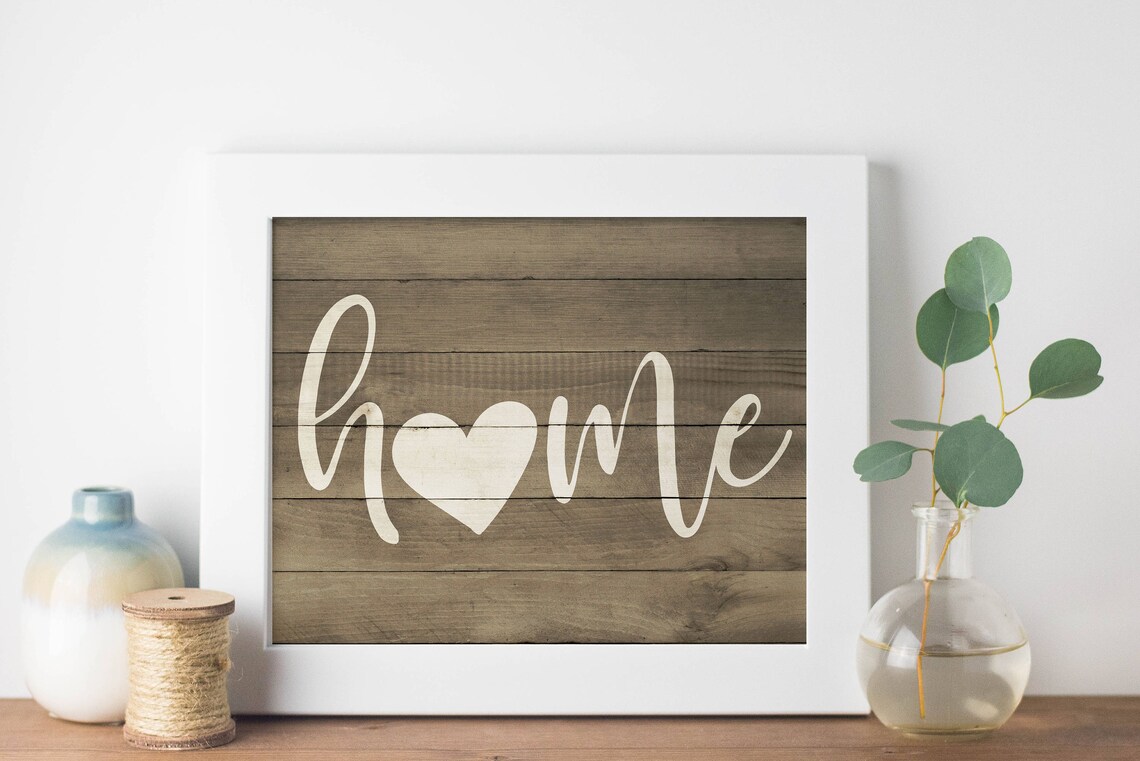 Home Print-Home Printable-Home Sign-Heart Home Wood Sign-Foyer | Etsy