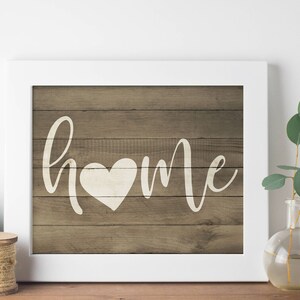 Home Print-home Printable-home Sign-heart Home Wood Sign-foyer Print ...