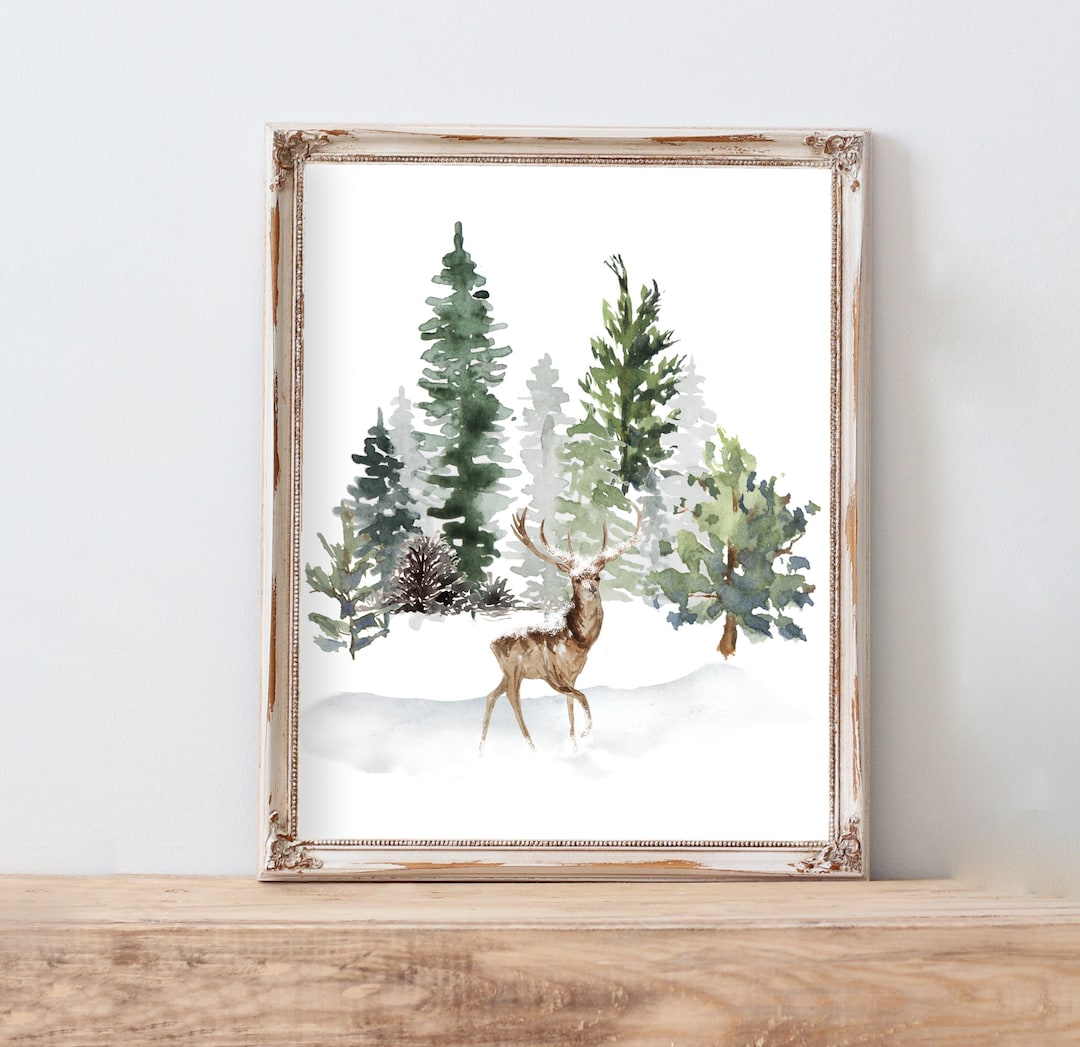 Winter Sign-christmas Trees Print-winter Wonderland Sign-evergreen Tree ...