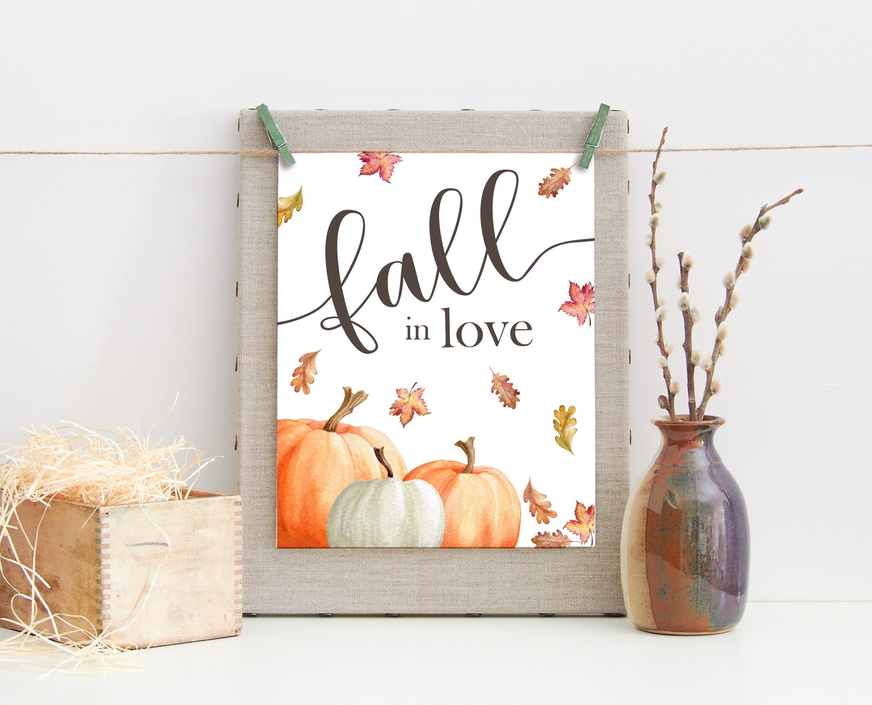 Fall in Love Print-fall Printable-pumpkins Leaves Print-fall - Etsy