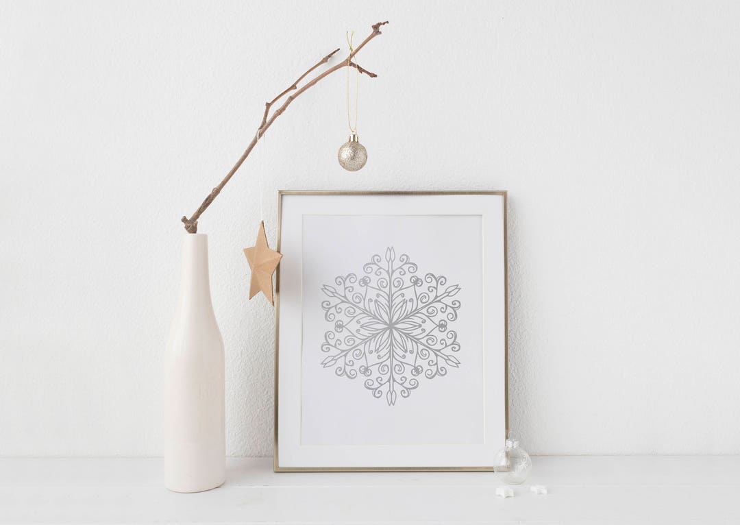 Snowflake Print-silver Snowflake Print-snowflake Art Print-winter ...