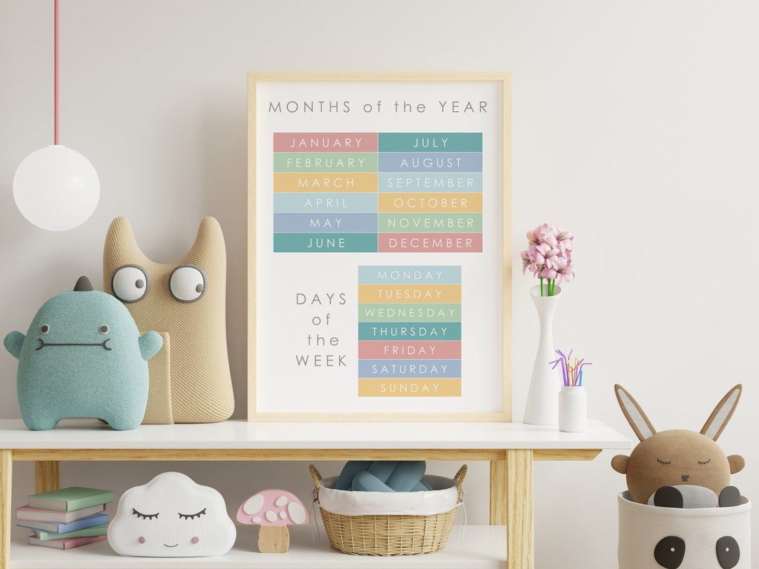Months of the Year Print-days of the Week Print-educational Learning ...