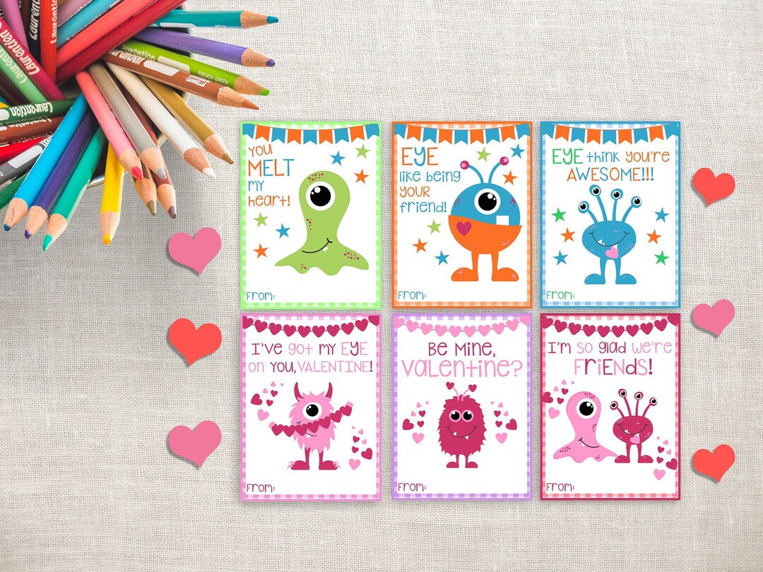 Classroom Valentine Cards-monster Valentines Cards-school Valentine ...