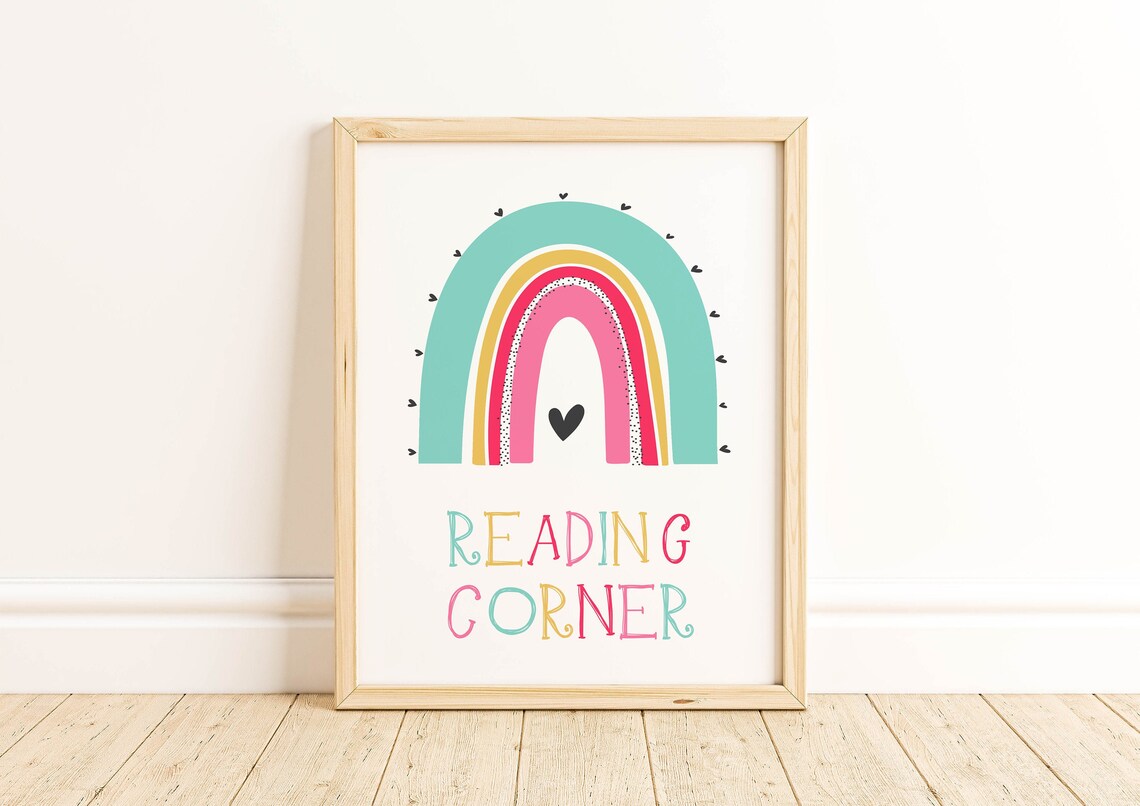 Reading Corner Print-Rainbow Reading Corner Sign-Playroom | Etsy