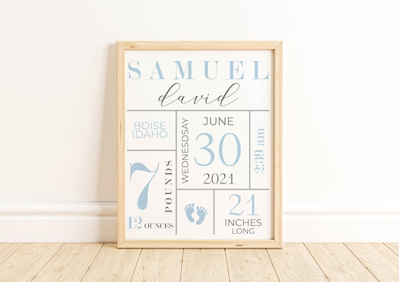 Baby Boy Nursery Stats Sign-custom Boy Nursery Print-boy - Etsy