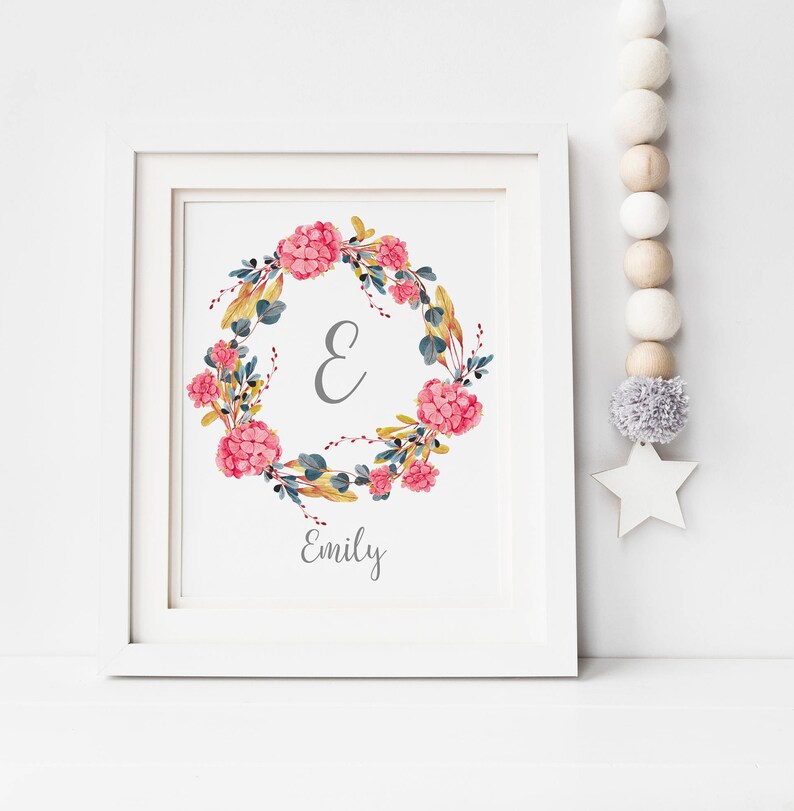 Girl's Name Printable-custom Name Monogram Initial - Etsy