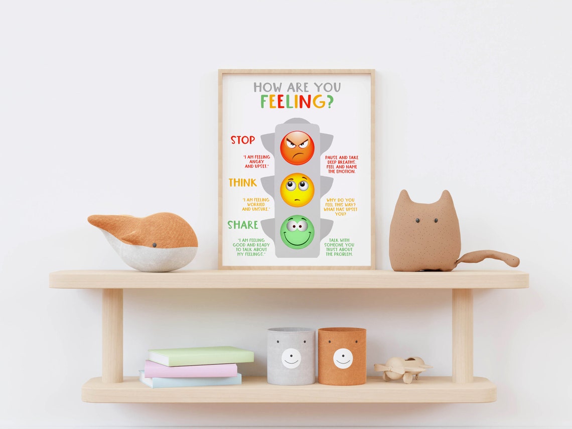 Traffic Light Feelings Printable-stop Think Share Print-mental Health ...