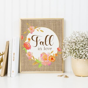 Fall in Love Print-fall in Love-fall Wedding Print-burlap Print-fall ...