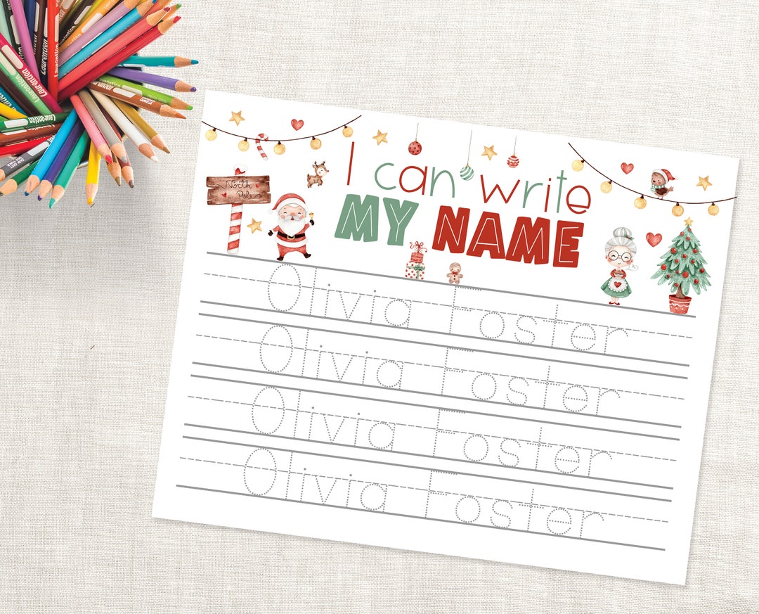 Custom Name Tracing Sheet-handwriting Practice Sheet-christmas Custom ...