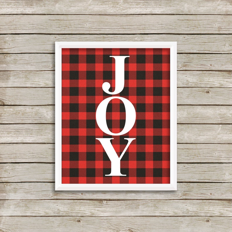 Joy Printable-joy Print-christmas Joy Sign-joy Plaid Print-red - Etsy