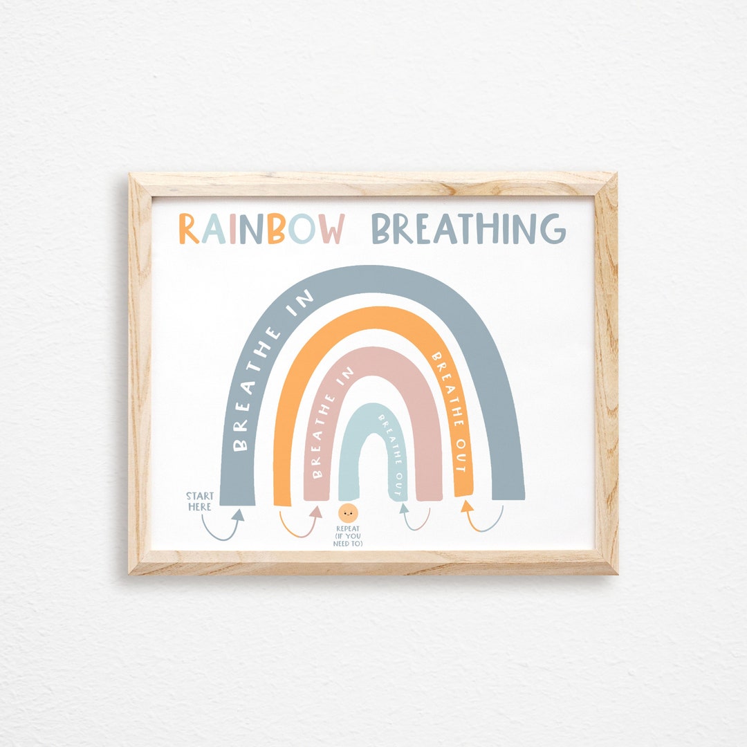 Rainbow Breathing Print Kids-calm Breathing Exercise-kid Mindfulness ...