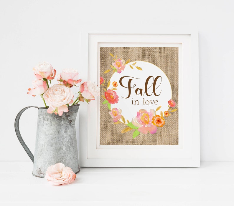 Fall in Love Print-fall in Love-fall Wedding Print-burlap Print-fall ...