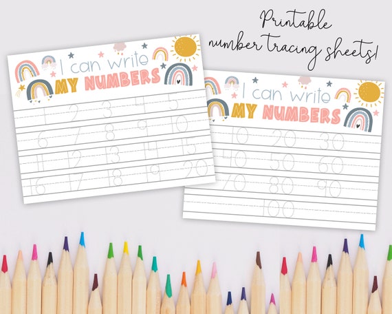 Number Tracing Sheets-handwriting Practice Sheet-number | Etsy