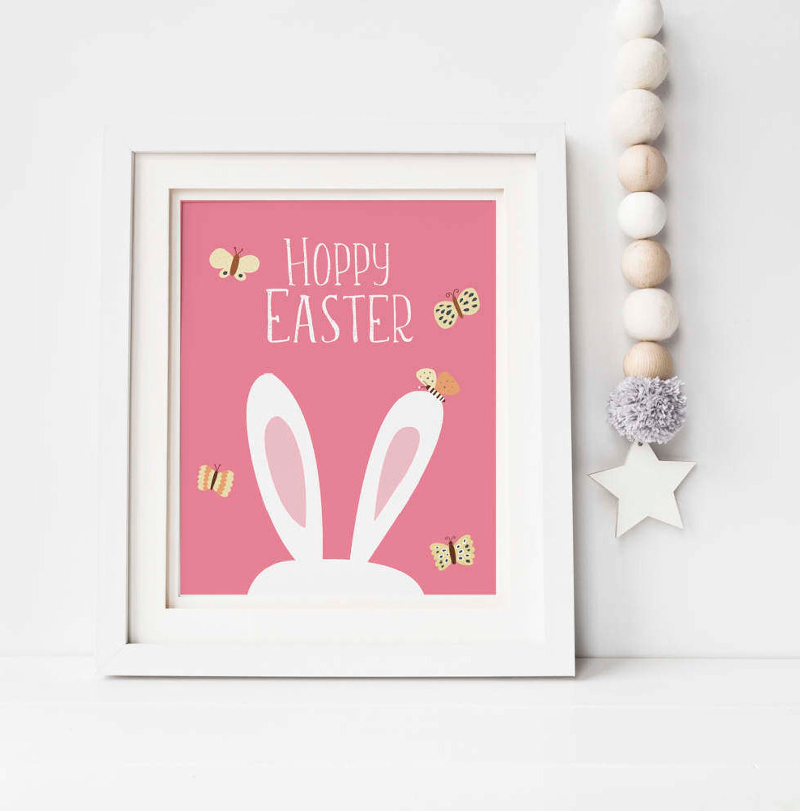 Happy Easter Print-hoppy Easter Print-funny Easter Print-white Bunny ...