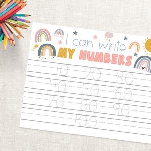 Number Tracing Sheets-handwriting Practice Sheet-number Practice 1-20 ...