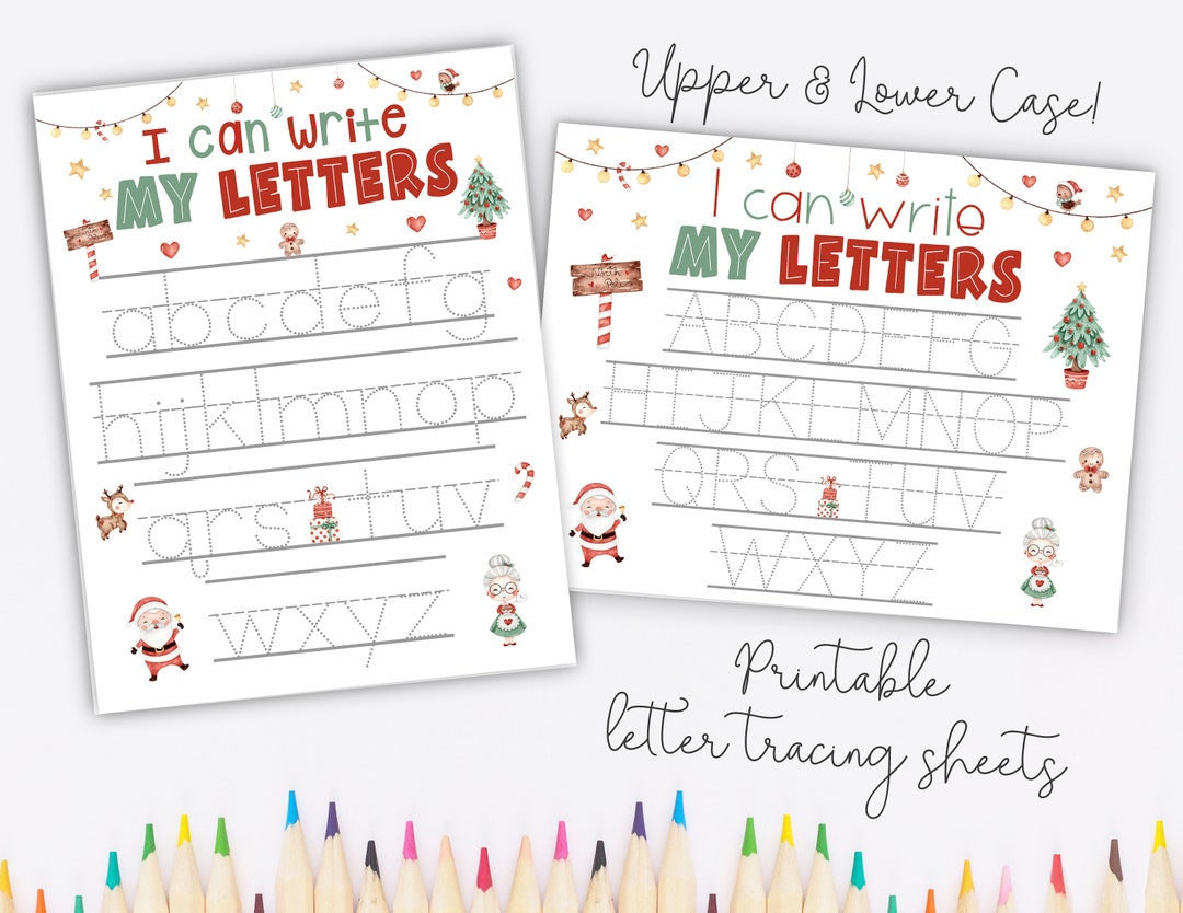 Christmas Alphabet Tracing Sheets-handwriting Practice Sheet-uppercase ...