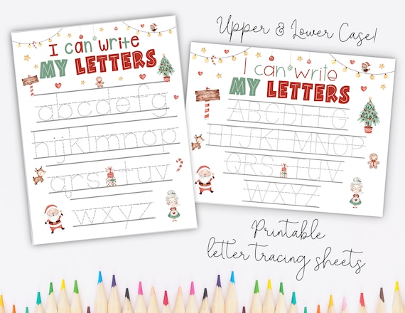 Christmas Alphabet Tracing Sheets-handwriting Practice | Etsy