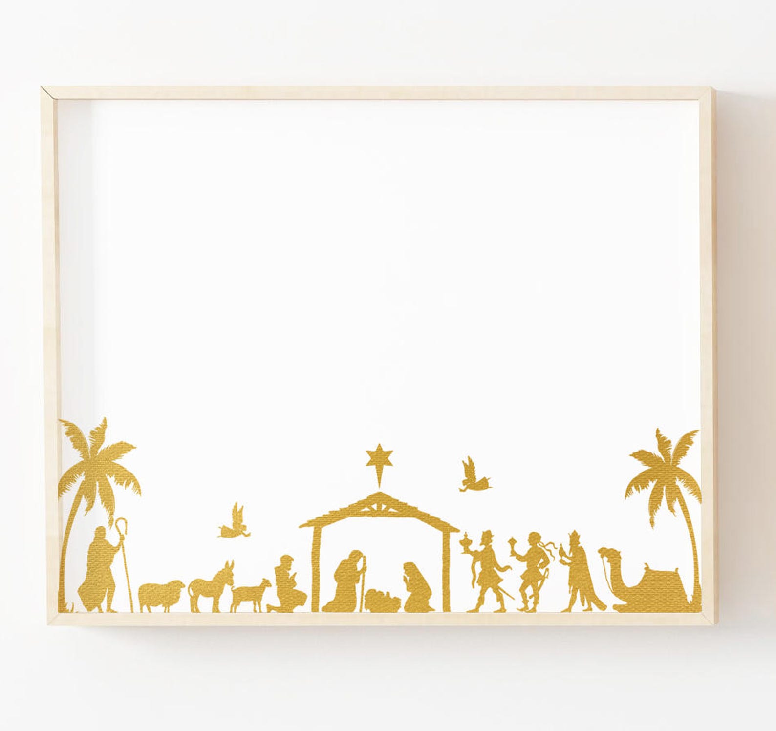 Nativity Scene Print Gold-nativity Printable-minimal Nativity - Etsy