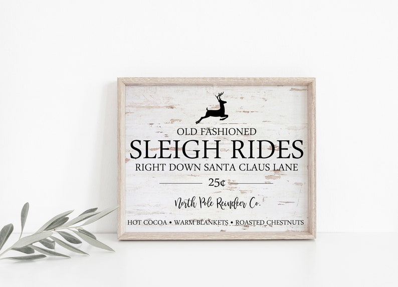 Sleigh Rides Printable-reindeer Sleigh Rides Sign-old | Etsy